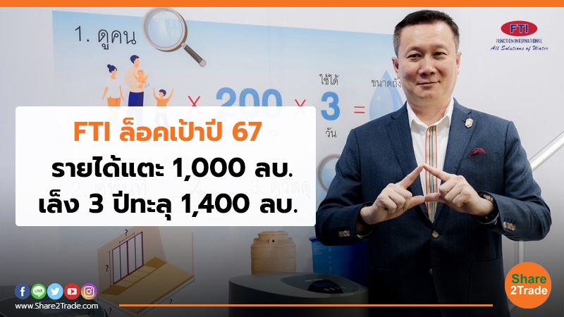 FTI ล็อคเป้าปี 67 รายได้แตะ 1,000 ลบ. เล็ง 3 ปีทะลุ 1,400 ลบ. | Share2Trade